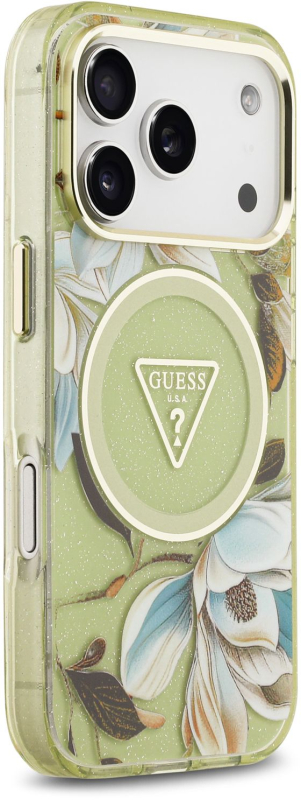 Купить Чехол Guess Glitter Flowers для iPhone 17 Pro Max, зеленый ...